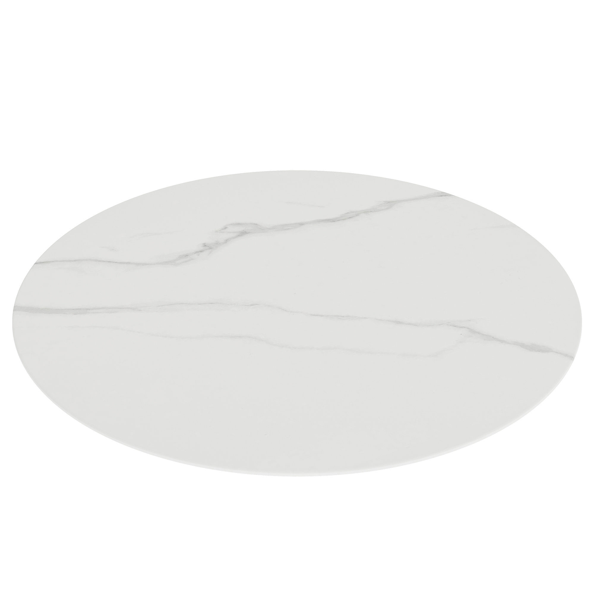 Rizzon 20" Round White Marble-effect Tempered Glass Tabletop – Elegant ...