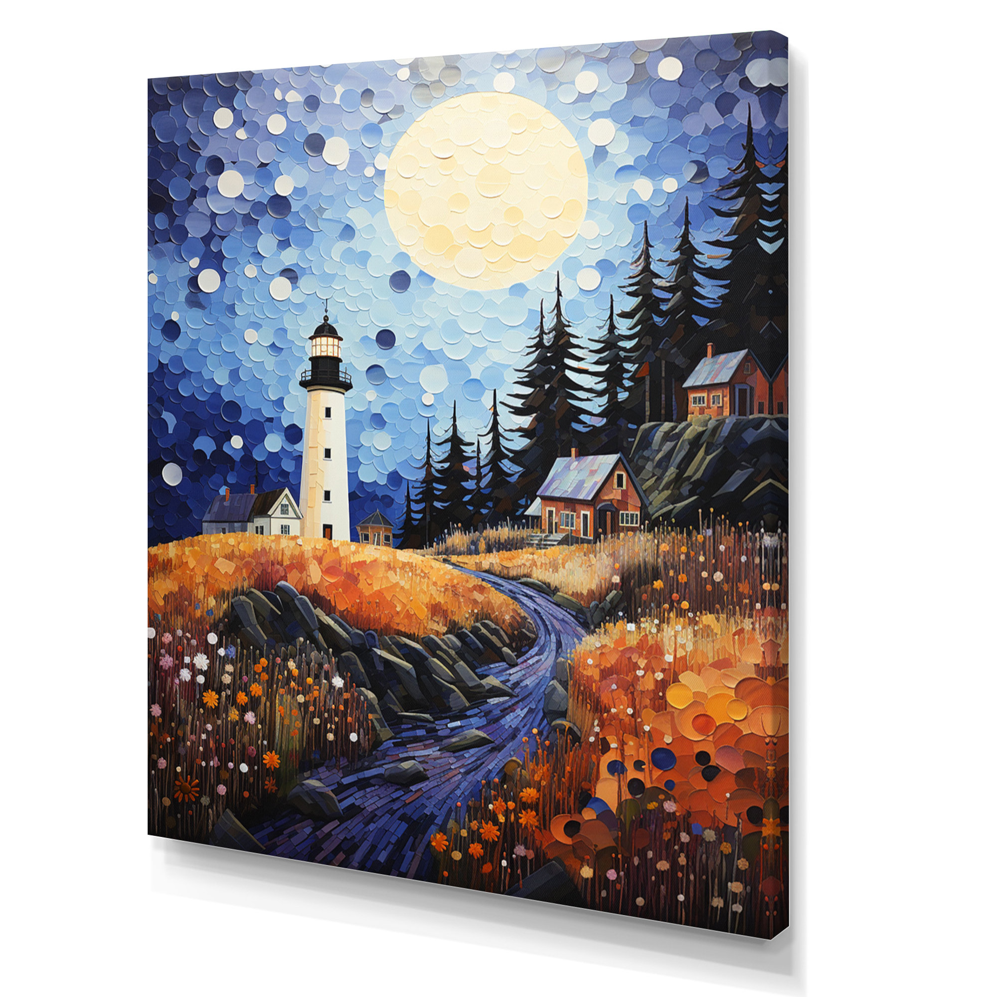 Longshore Tides Kovaleski Dots Lighthouses Guiding I - Print on Canvas ...