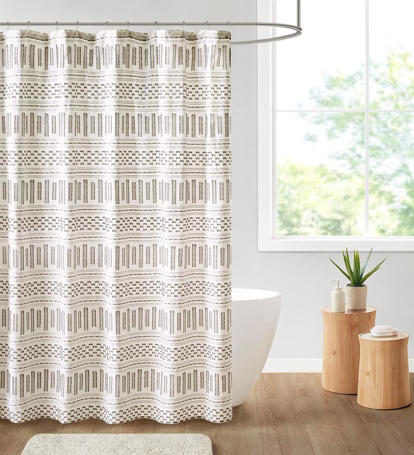 Foundry Select Shower Curtain for Bathroom, Soft Cotton with Textured ...