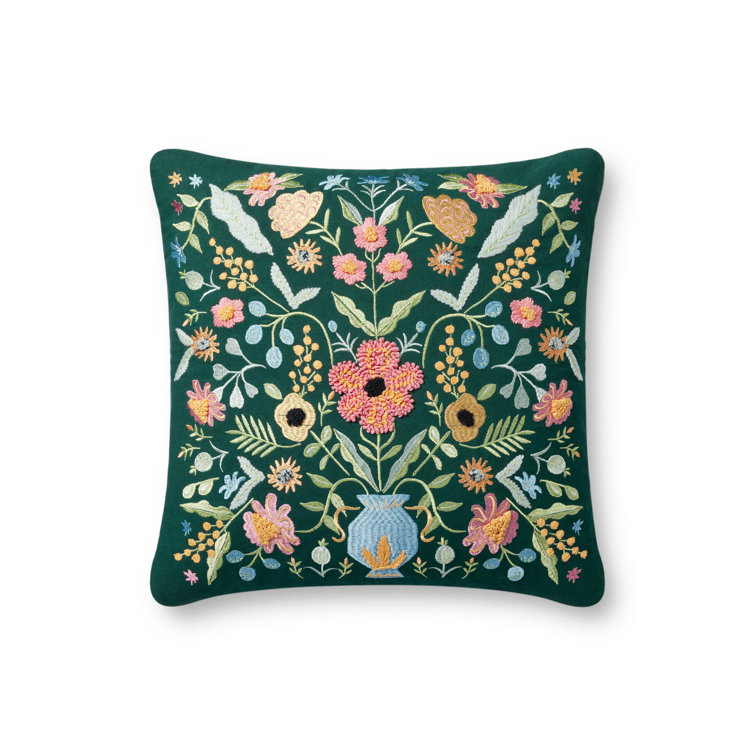 Rifle Paper Co. X Loloi Gabriella Evergreen / Multi Pillow | Wayfair