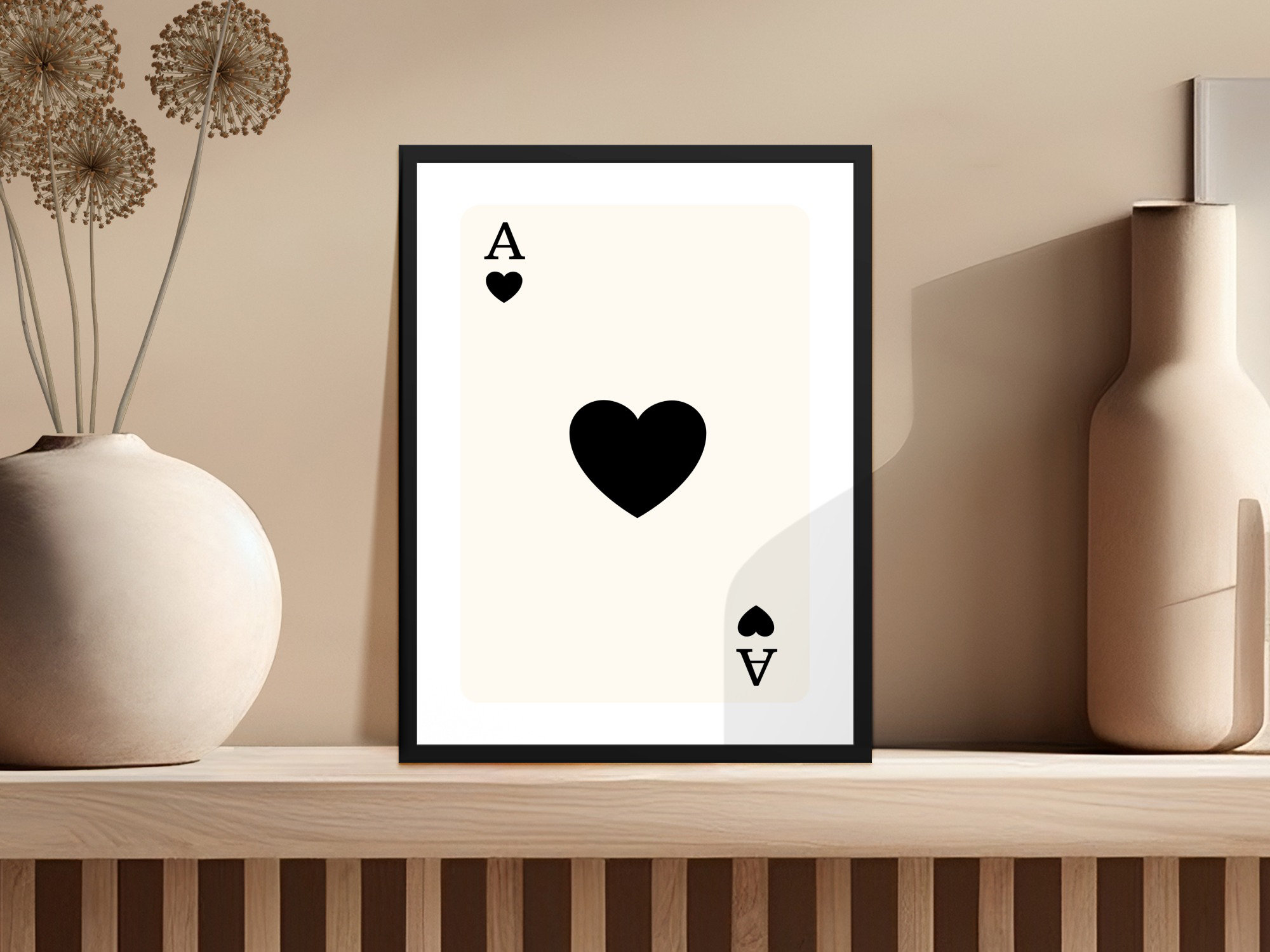 Brayden Studio Minimal Ace Of Hearts Playing Card Wall Art Decor Framed ...