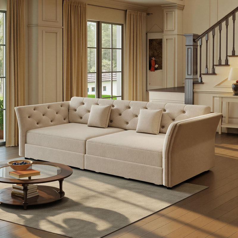 House of Hampton® 74.4" Queen Size Pull-Out Sofa Bed Convertible ...