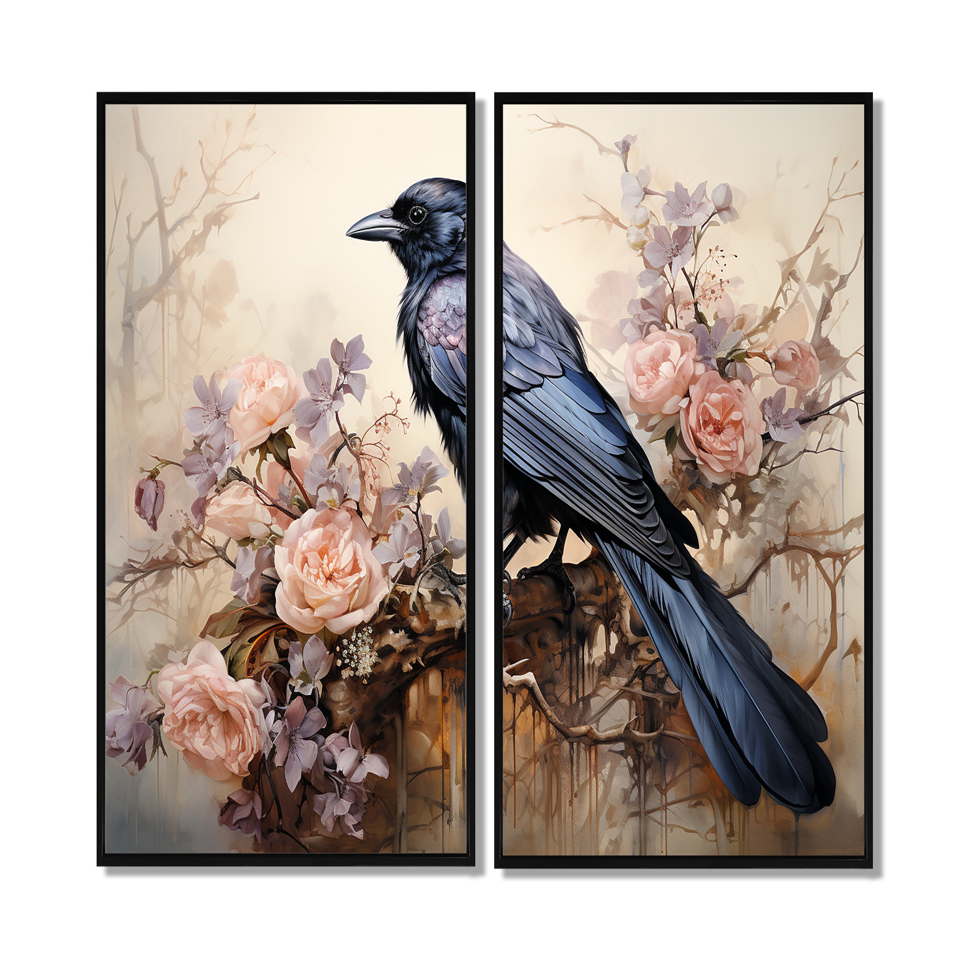 Lark Manor™ Crow Whispering Royalty II - Animals Crow Canvas Prints Set ...
