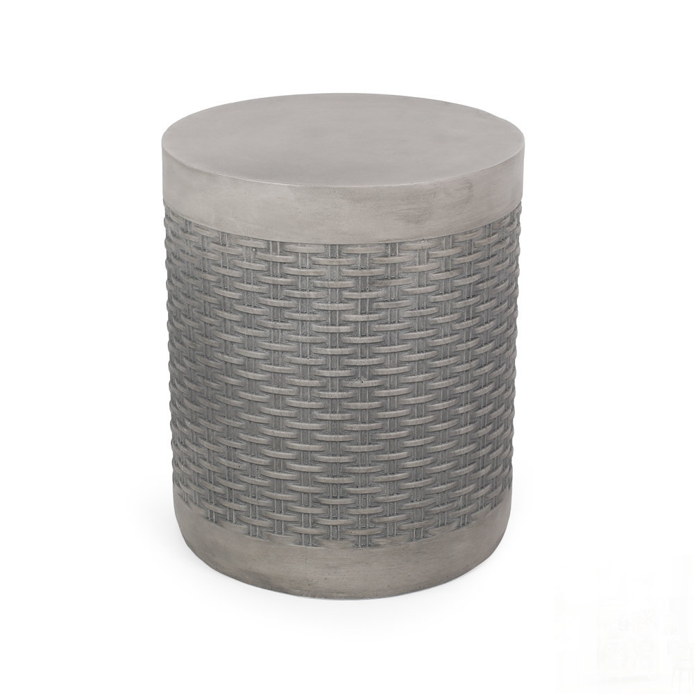 Bayou Breeze Outdoor Lightweight Concrete Side Table with Basket Weave ...
