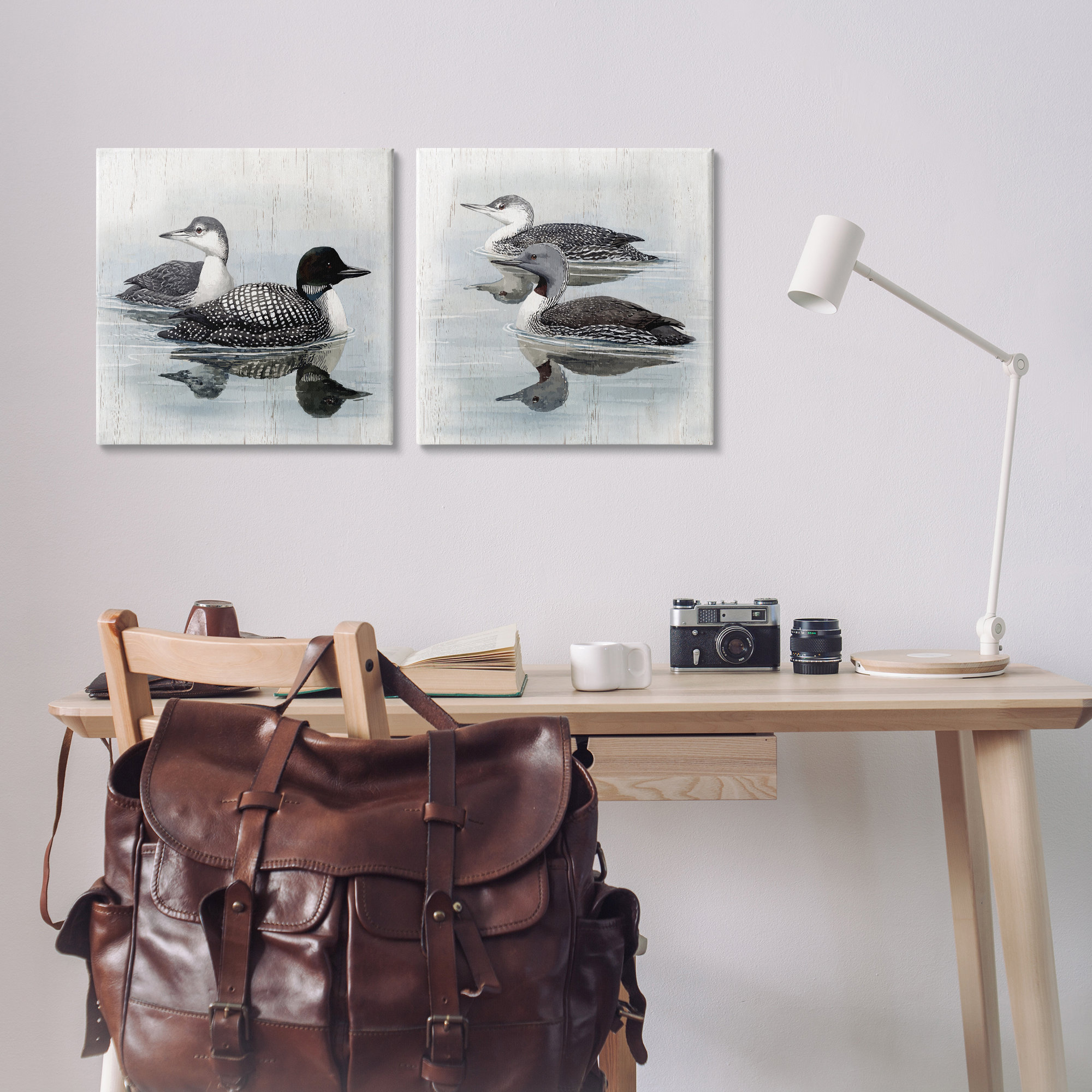 Gracie Oaks Four Loons in Lake 2 PC Canvas Wall Art Set by Susan Jill ...
