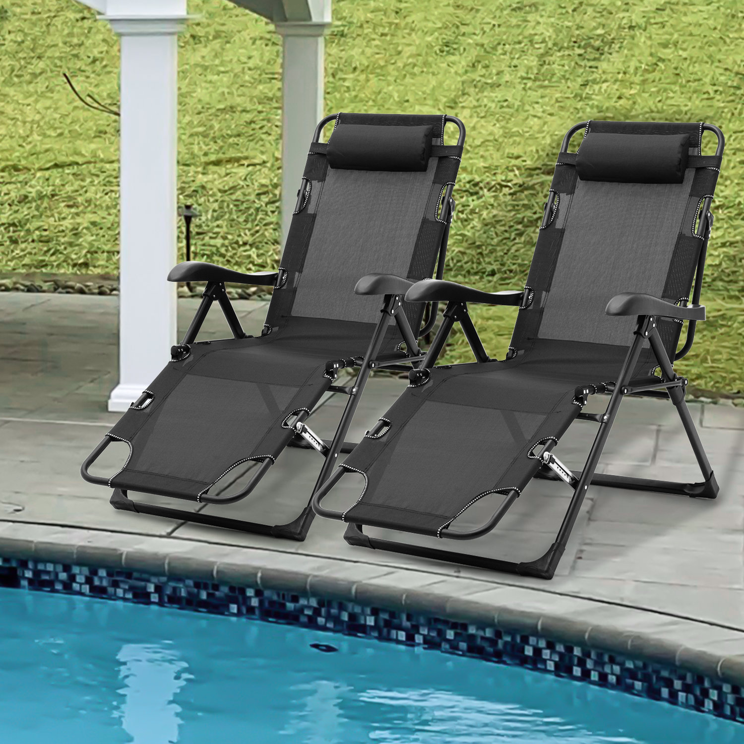 MoNiBloom Outdoor Folding Lounge Chair Recliner, Reclining Chair Sleep ...