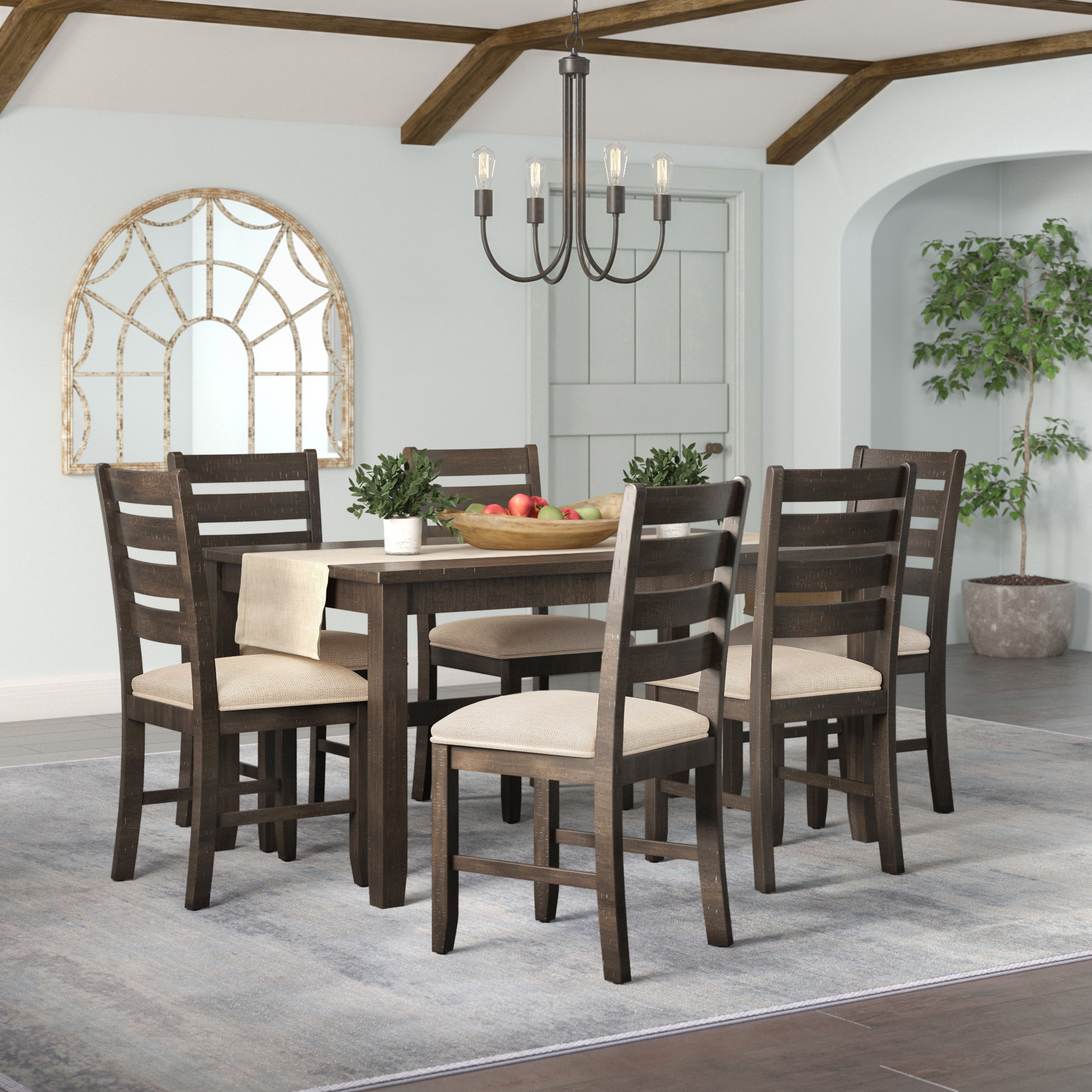Gracie Oaks Esdras 7 - Piece Acacia Solid Wood Dining Set & Reviews ...