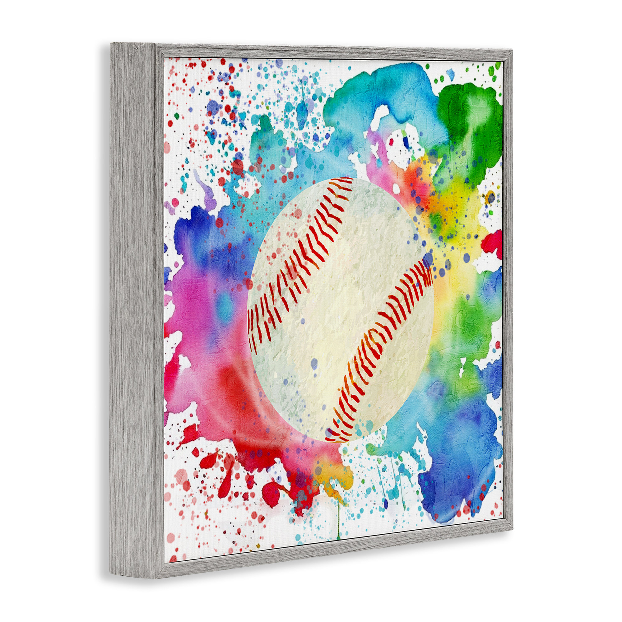 Ebern Designs Colorful Splash Baseball Framed Giclee, design by Kim ...