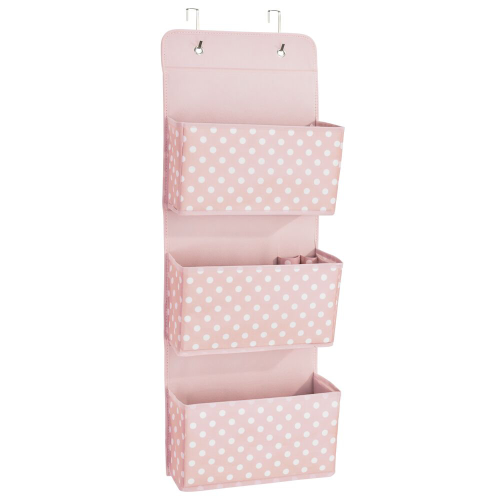mDesign Kids Fabric Over Door Hanging Storage, 3 Pockets - Pink/White ...