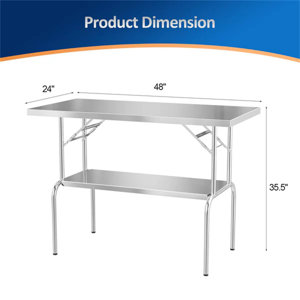 Arlmont & Co. 48 X 24 Inches Stainless Steel Folding Table With ...