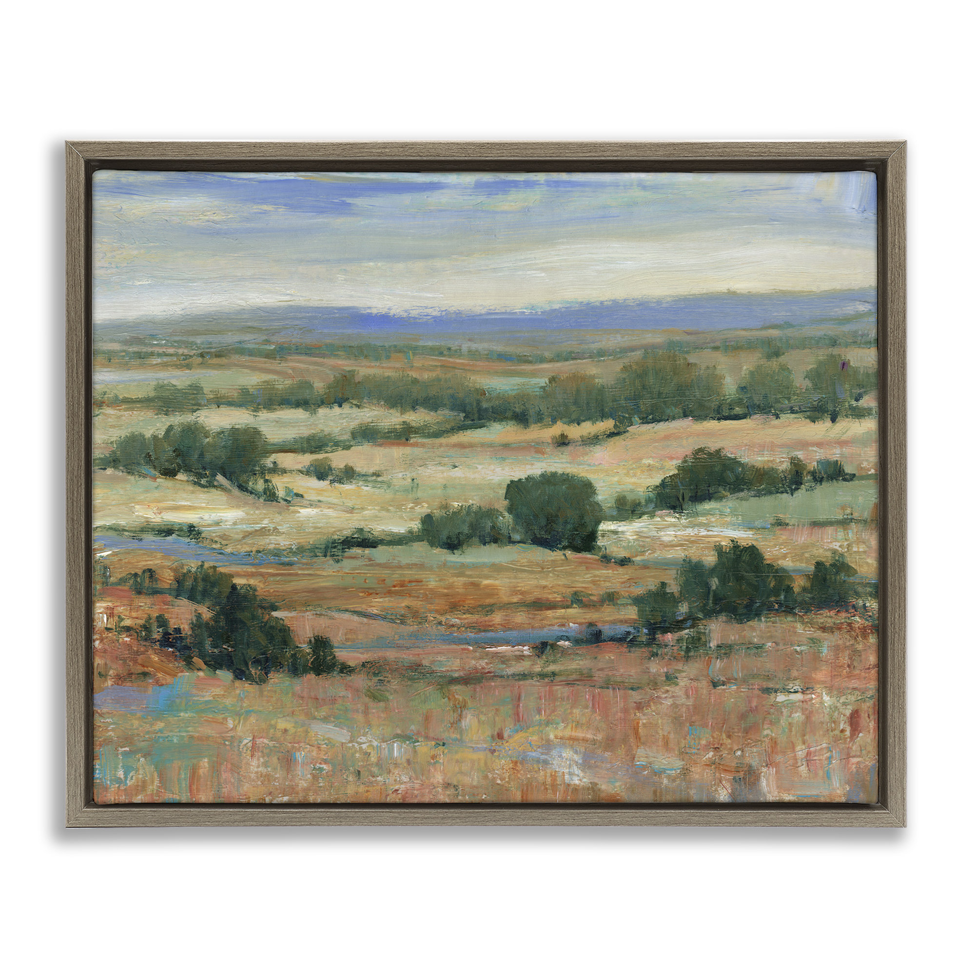 Alcott Hill® Traditional Farmland Landscape Gray Framed Floater Canvas ...