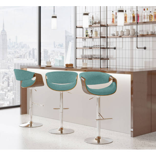 LumiSource Swivel Upholstered Adjustable Height Counter Stool with ...