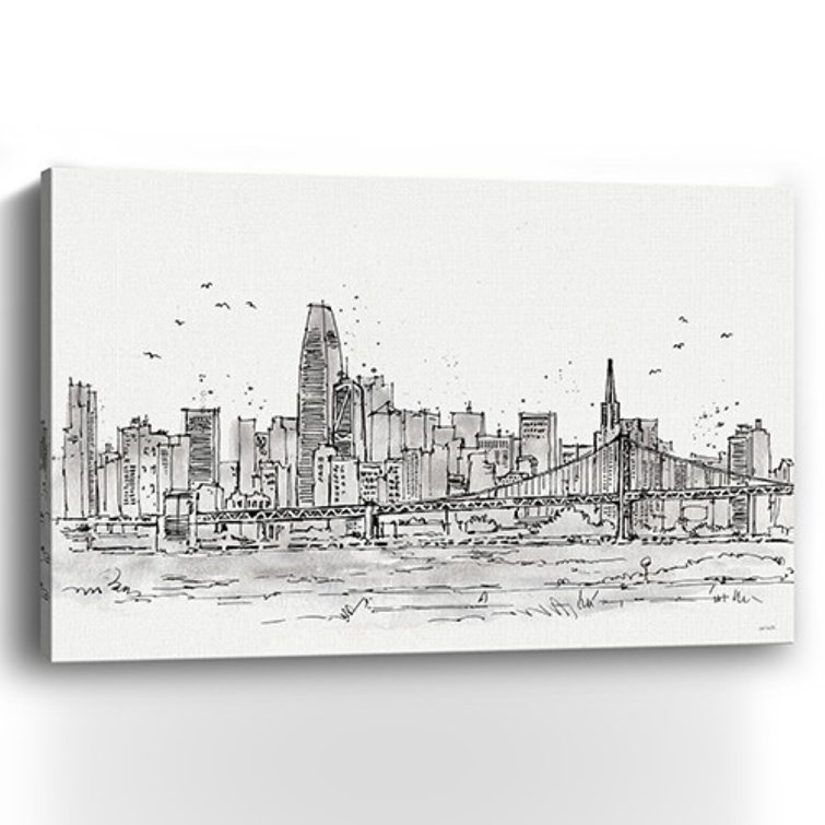 Red Barrel Studio® Monochrome City Skyline Sketch Unframed Print Wall ...