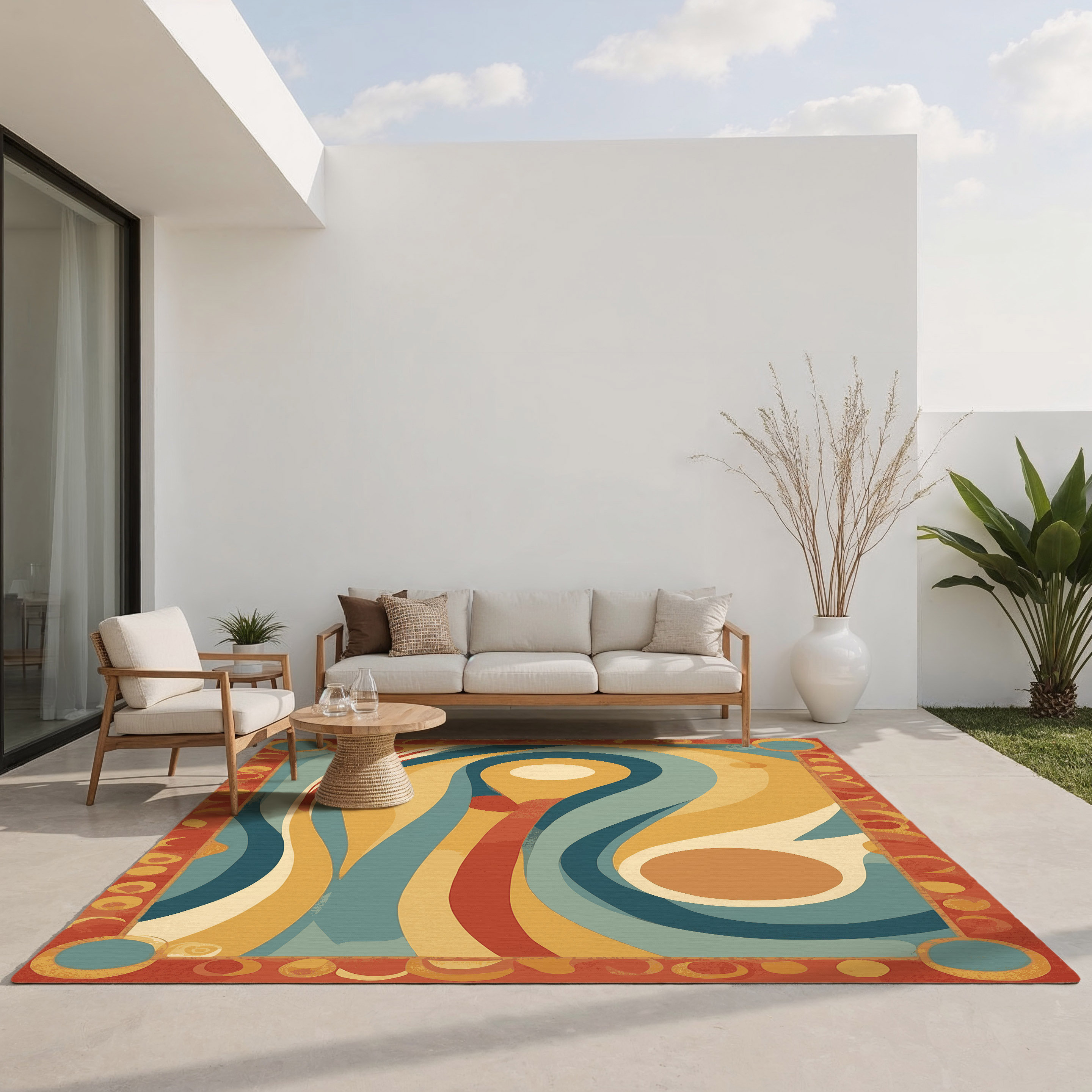 Wrought Studio™ Groovy Curl Indoor And Outdoor Area Rug | Wayfair
