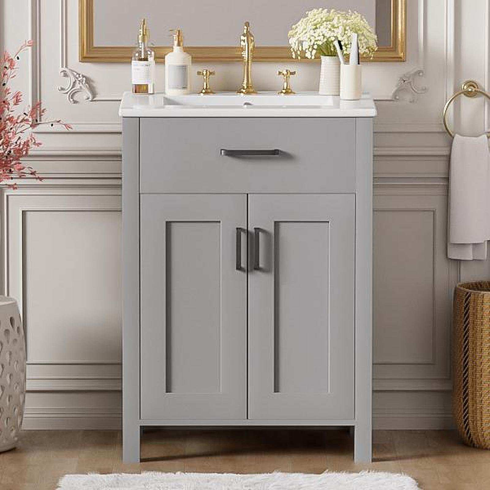 Springland 24"Bathroom Vanity Combo With Ceramic Sink, Space-Saving ...