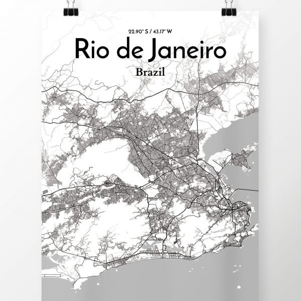 OurPoster.com 'Rio de Janeiro City Map' Graphic Art Print Poster in ...