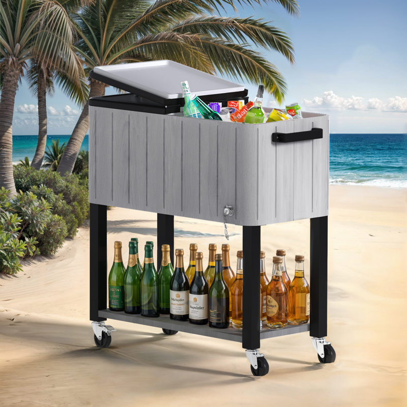 Edrosie Inc 80 Quarts Outdoor Patio Cart Coolers, Serving Station with ...