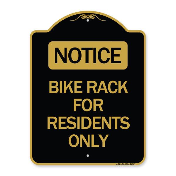 Signmission Designer Series Sign - Bike Rack For Residents Only | Black ...