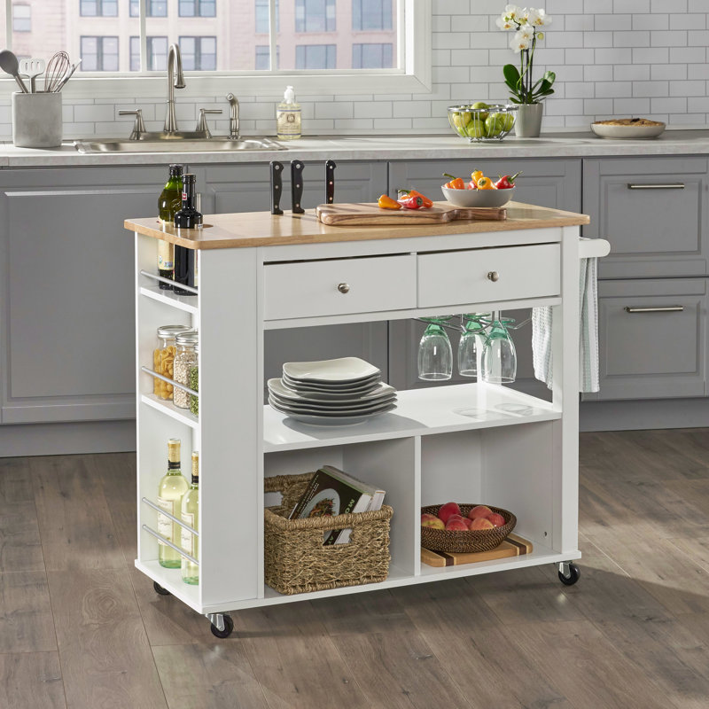 Rosalind Wheeler Russert Wood Kitchen Cart & Reviews | Wayfair