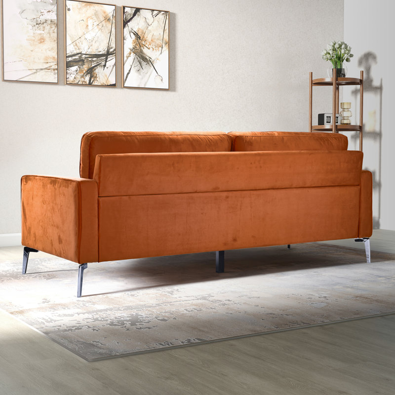 George Oliver Beverly Mid Century Modern 77" Wide Luxury Velvet Couch ...