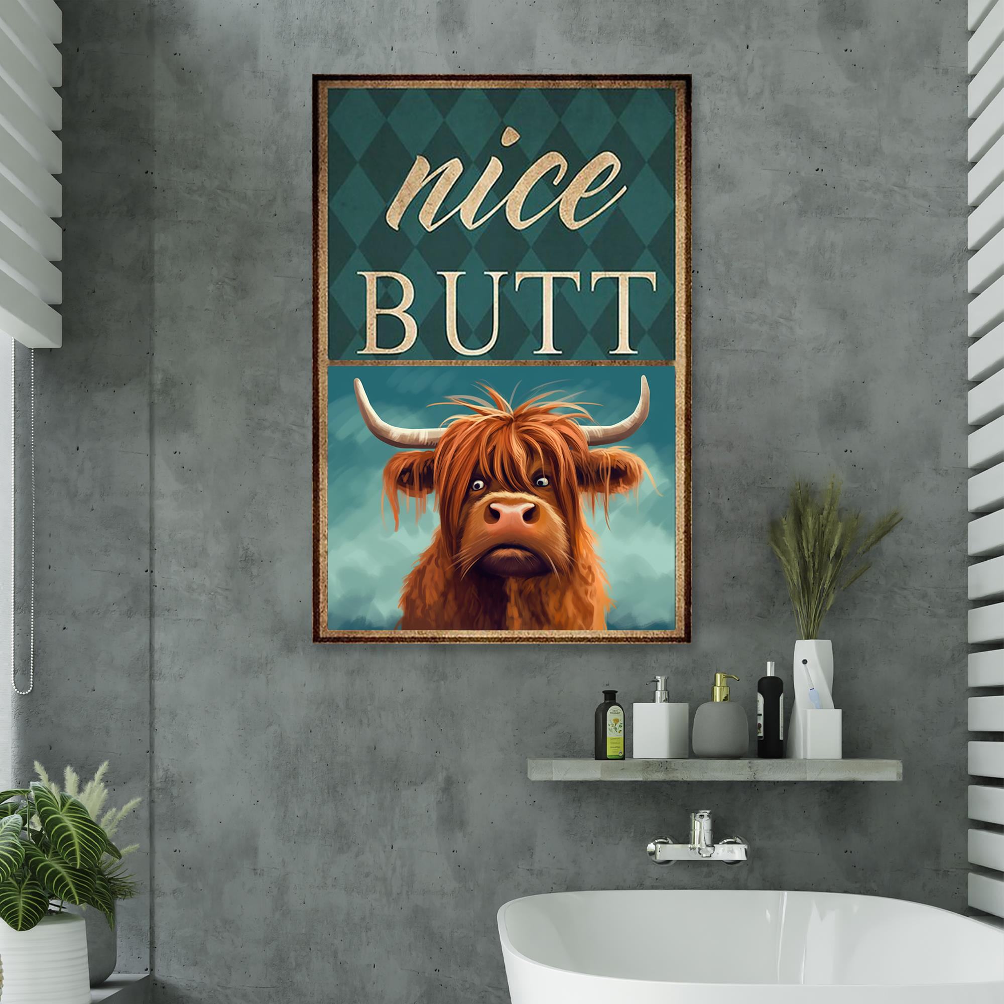Trinx Highland Cow Nice Butt 1 - 1 Piece Rectangle Graphic Art Print On ...