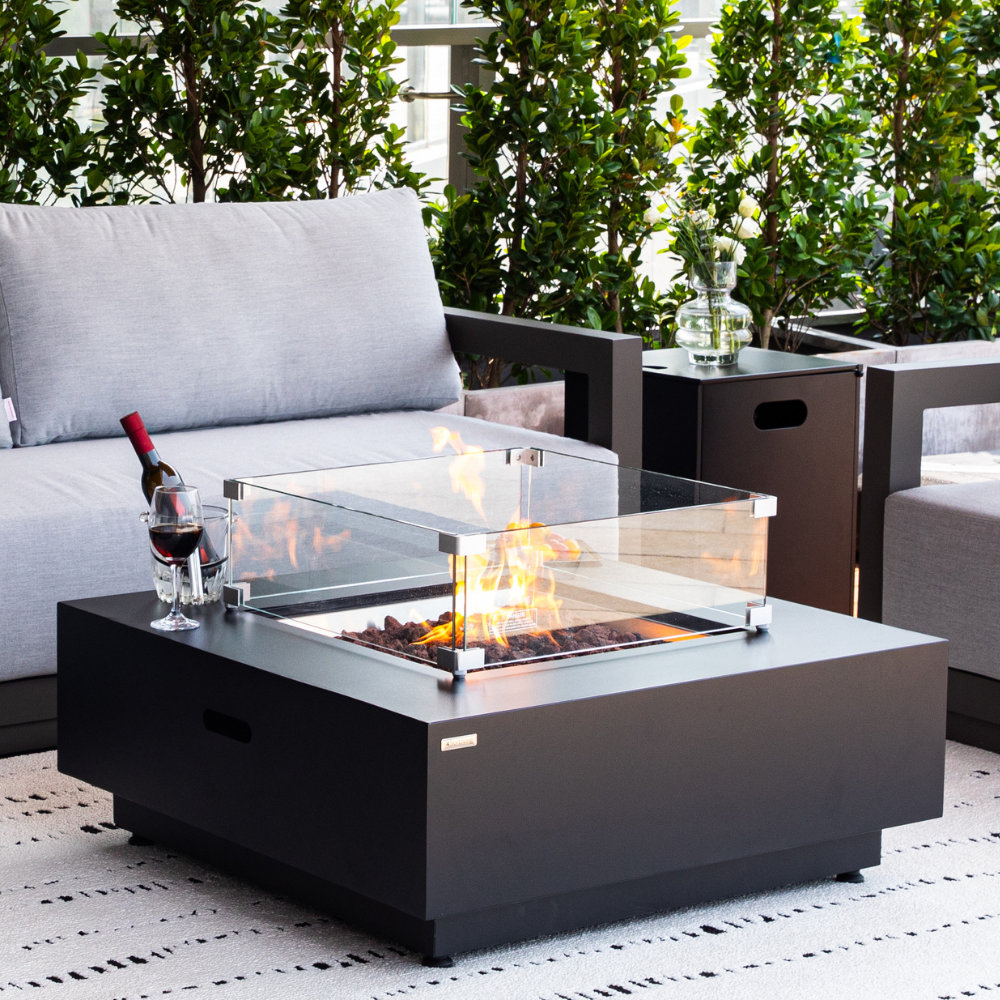 Sol Living Ashton Propane Fire Pit Bundle 50” Outdoor Firepit 50,000 ...