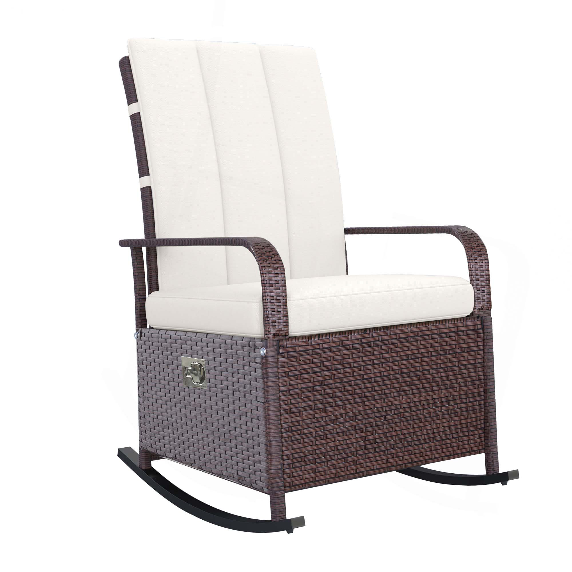 Dovecove Wicker Outdoor Rocking Chair,Patio Recliner With Adjustment ...