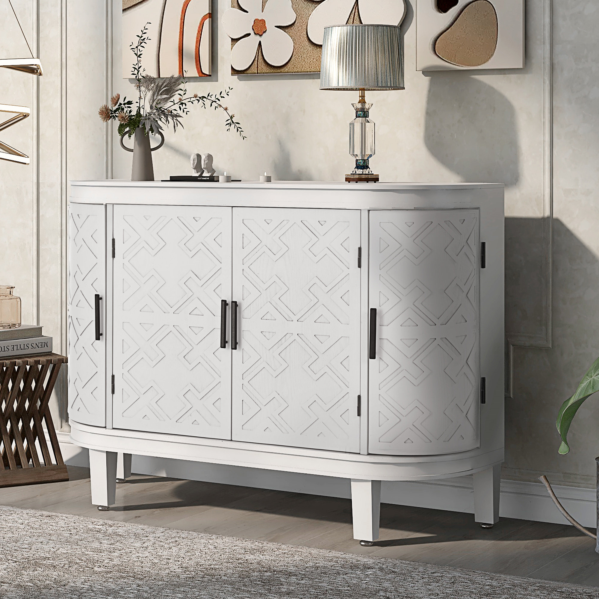 George Oliver U-Style Accent Storage Cabinet Sideboard Wooden Cabinet ...