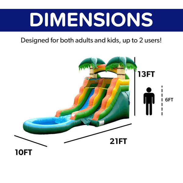 HeroKiddo 13 FT Summer Breeze Commercial Grade Water Slide with Splash ...