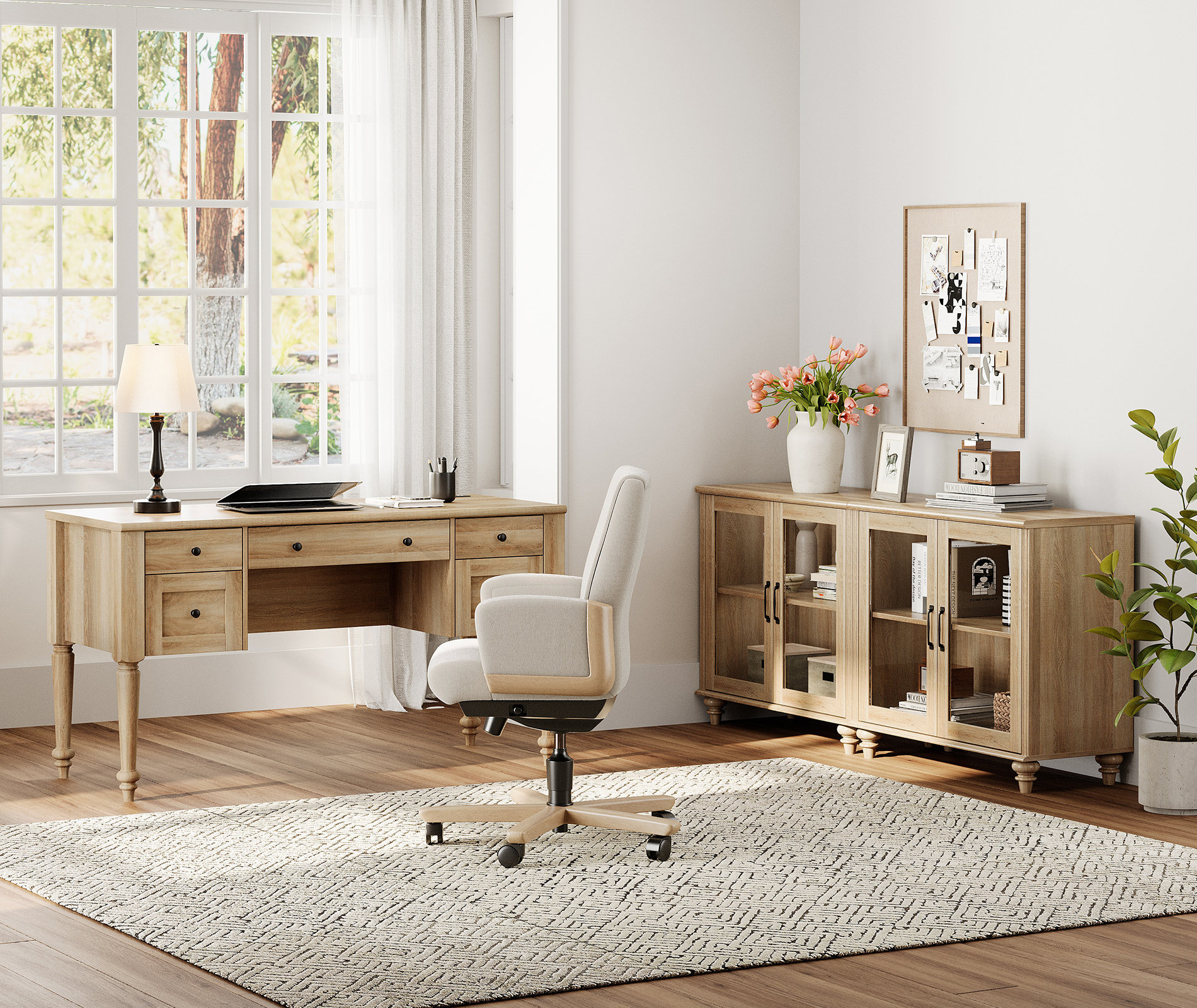 Winston Porter 2 Piece Office Set, 56" Executive Desk & Set Of 2 ...