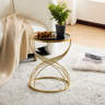 Ivy Bronx Modern Side Table With Black Mirror Appearance And Golden ...