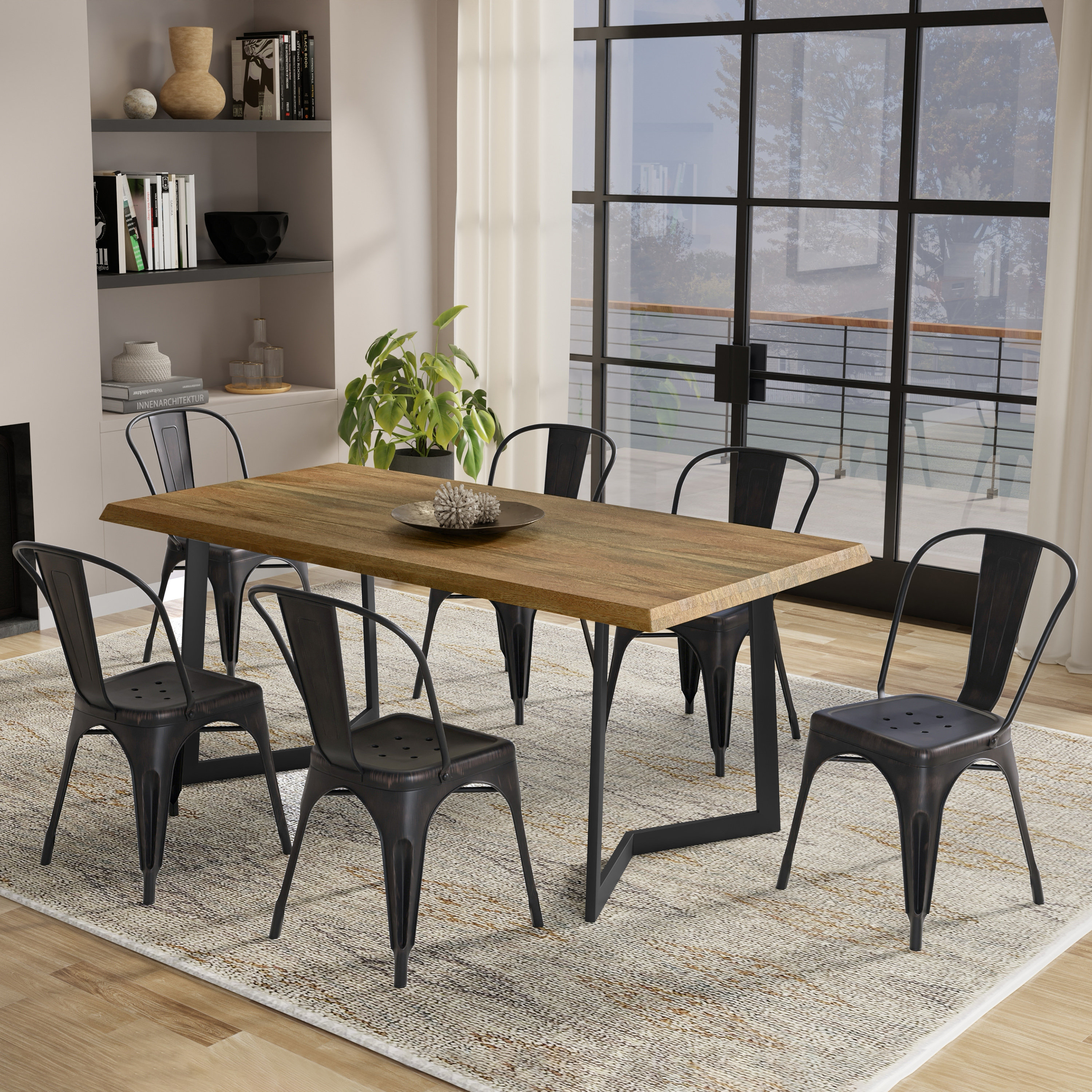 Simpli Home Fletcher / Watkins 7-Piece Modern Industrial Dining Set ...