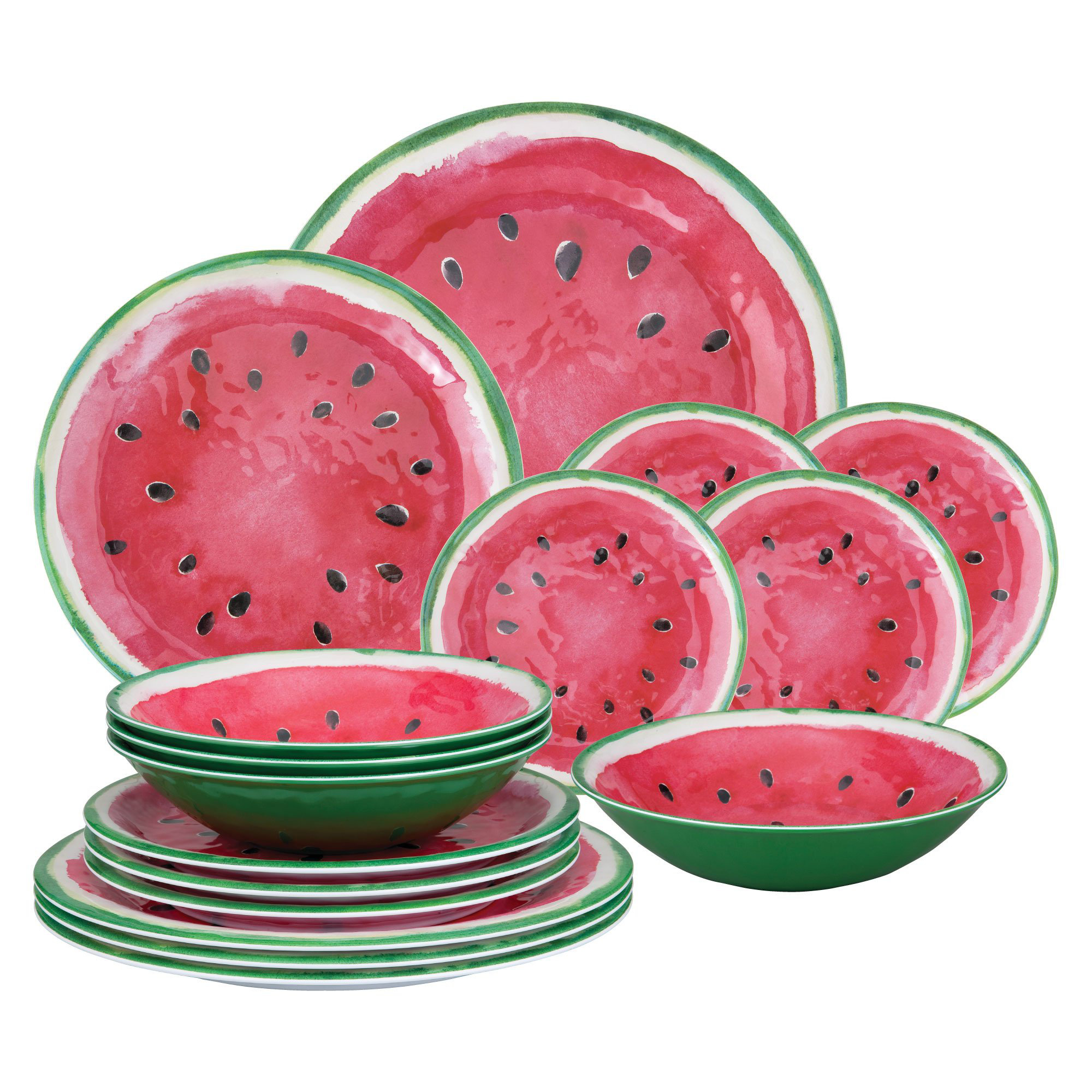 Bayou Breeze Leanne Watermelon 16 Piece Melamine Dinnerware Set ...