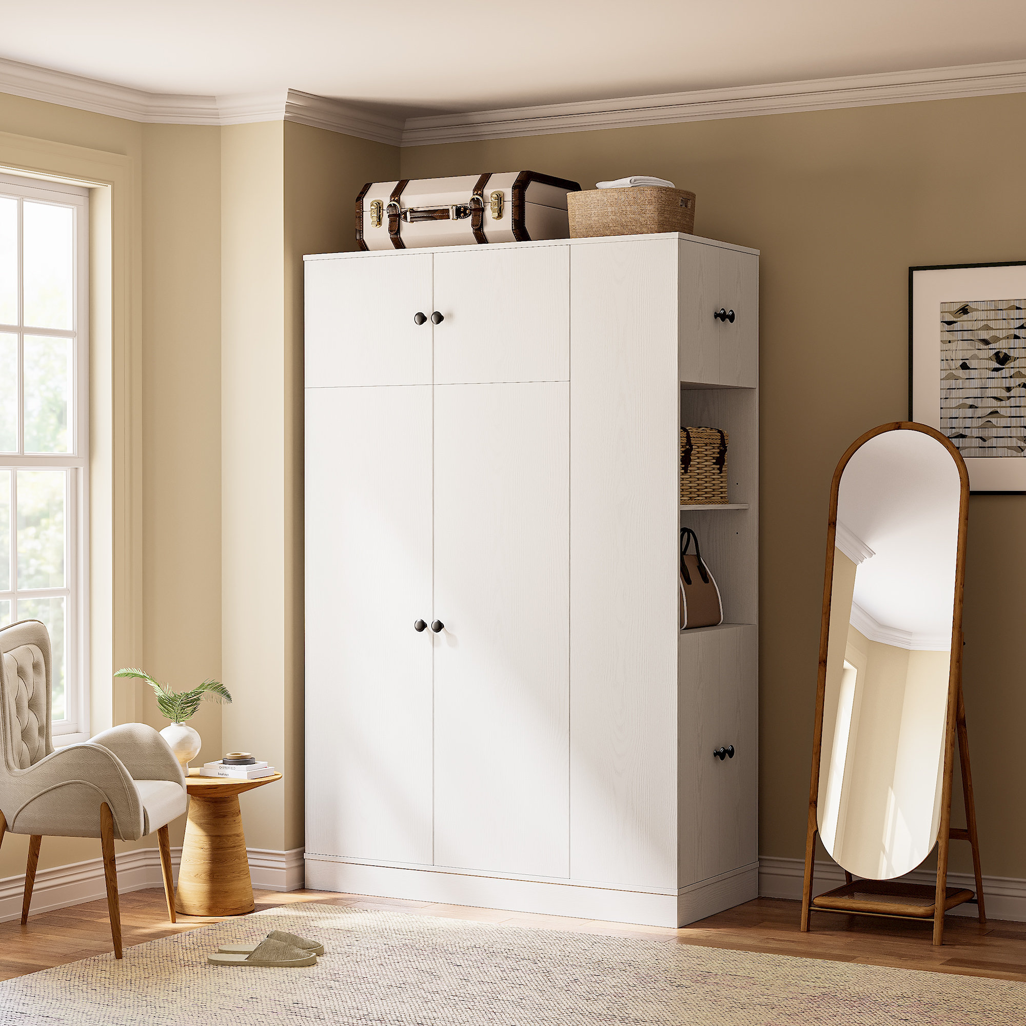 Latitude Run® 8-door Armoire Wardrobe Closet With Hanging Rod And Side ...