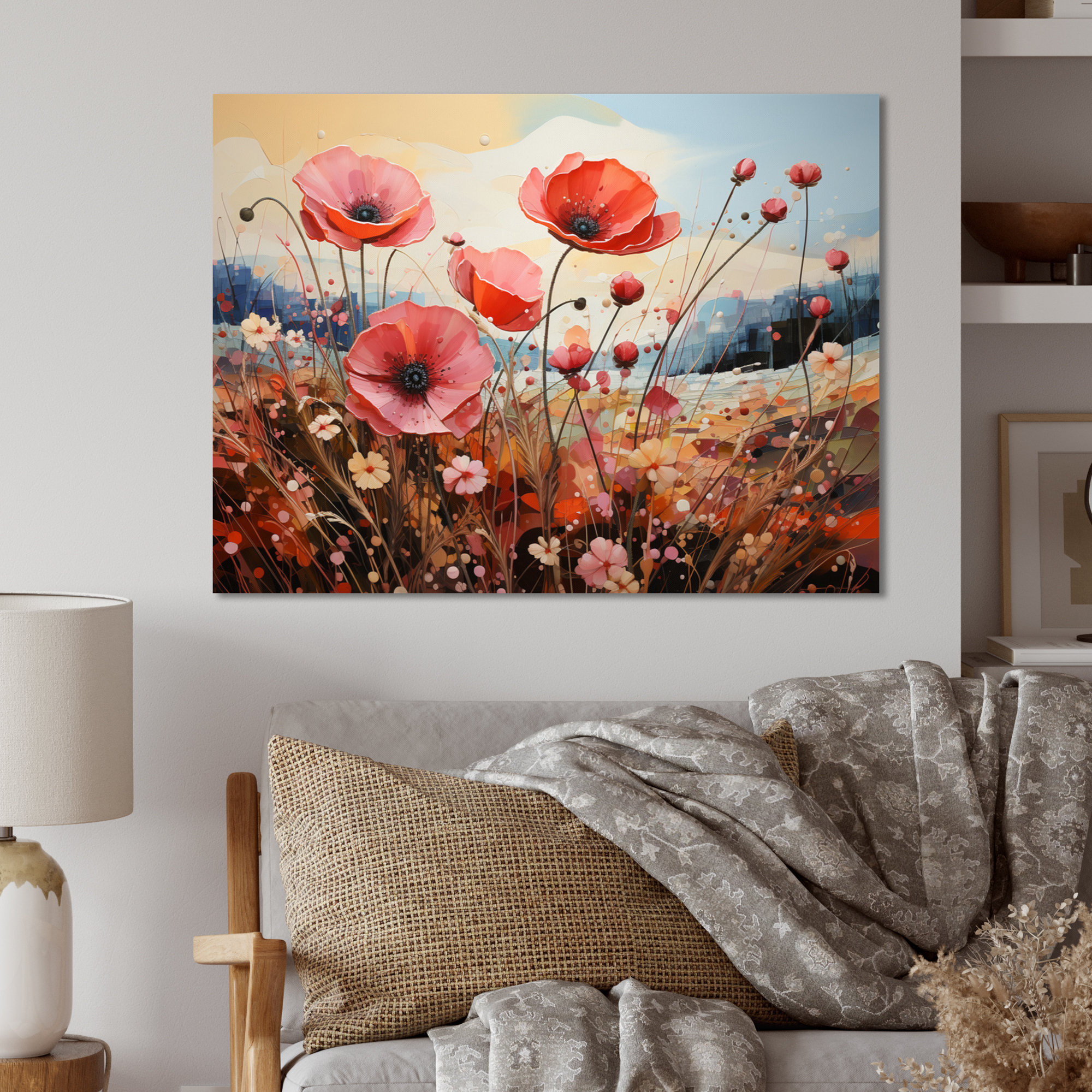 Winston Porter Countryside Red Poppy Field V - Countryside Metal Wall ...