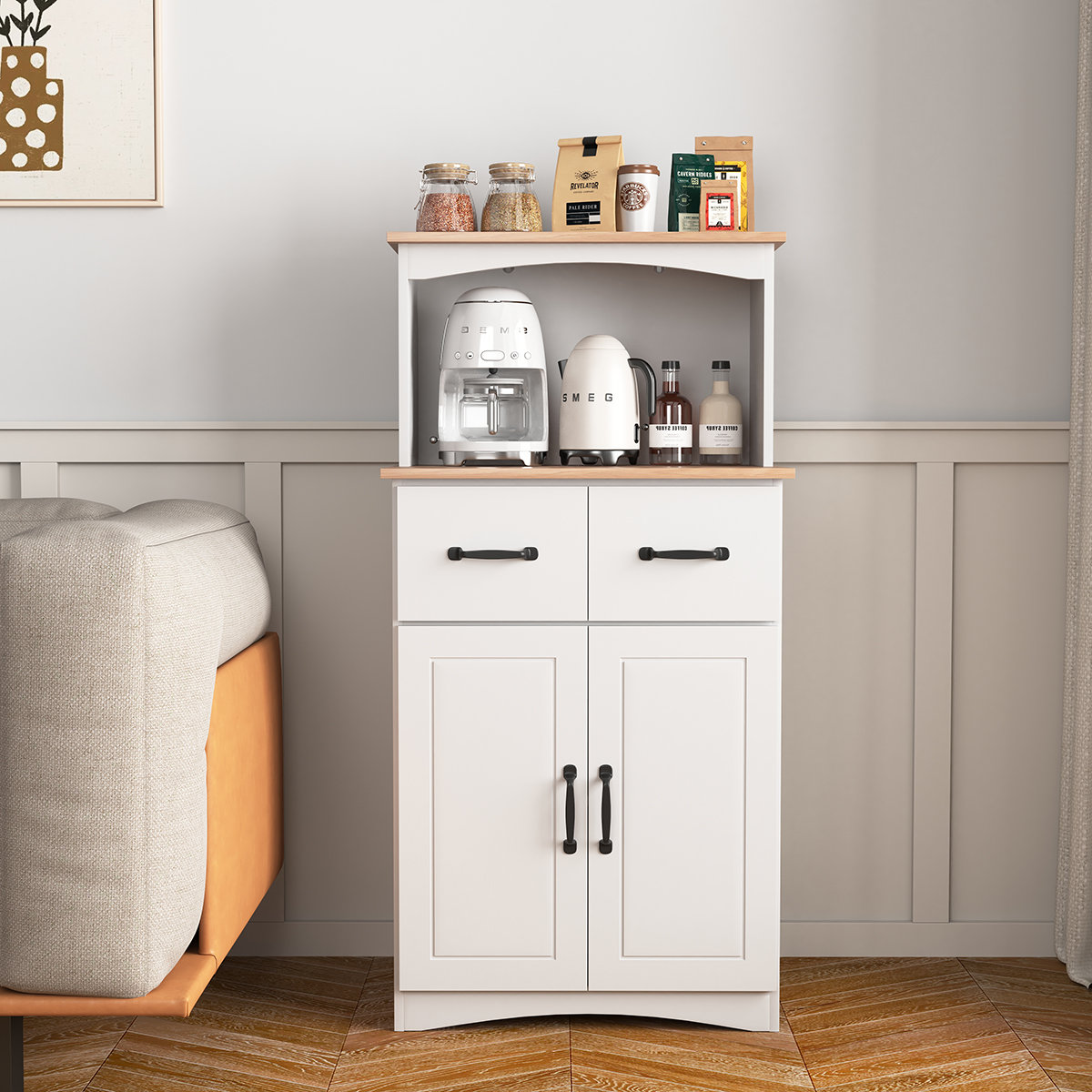 Winston Porter Versatile Wooden Kitchen Cabinet with Ample Storage and Modern Design | Wayfair
