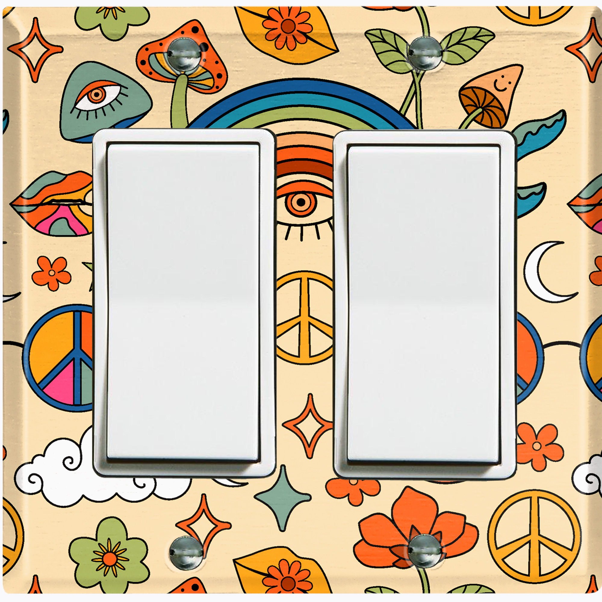 WorldAcc Metal Light Switch Plate Outlet Cover (Flower Retro Hippy ...