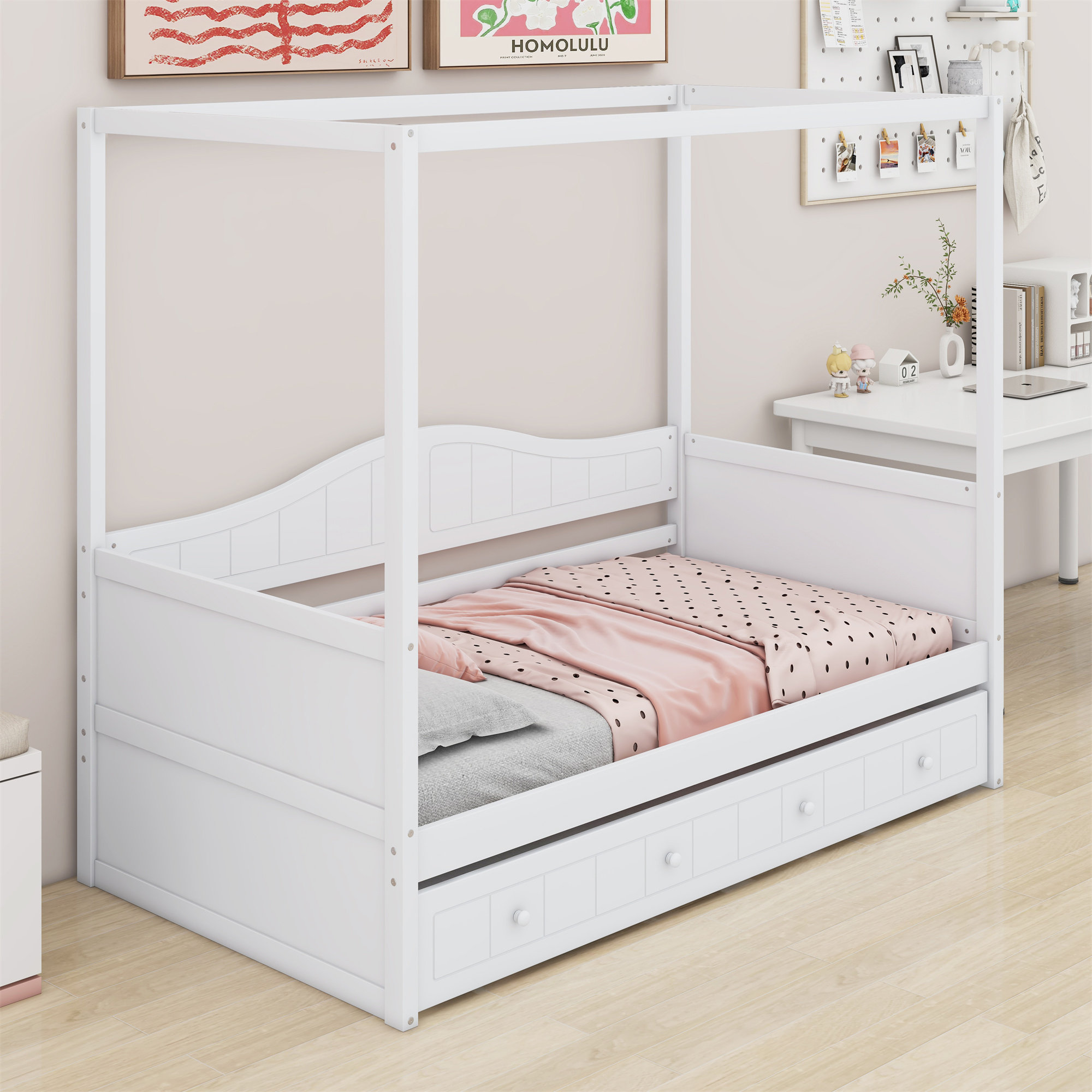 Red Barrel Studio® Tenyia Twin Size Canopy Day Bed With Twin Size ...