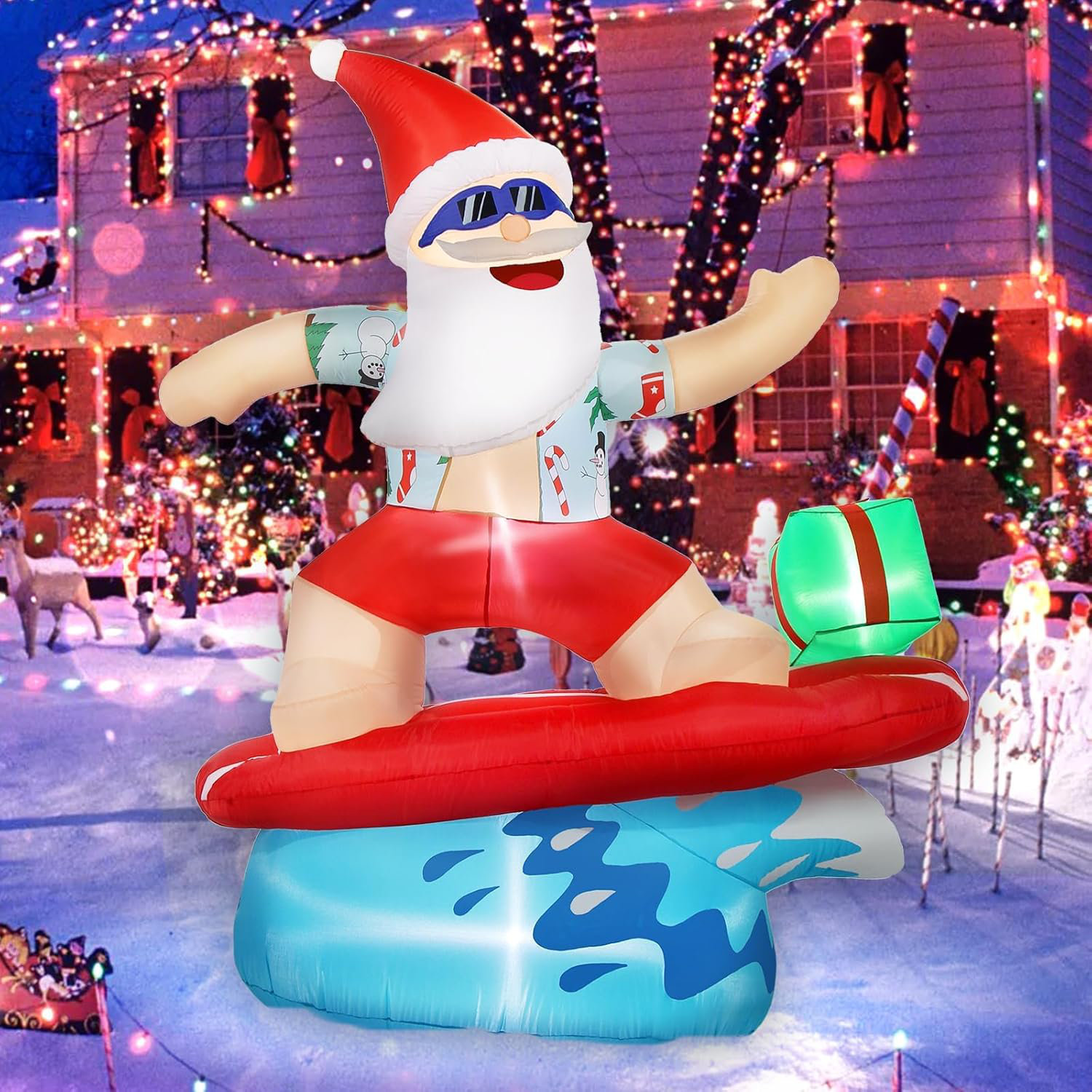 The Holiday Aisle® Christmas Santa Inflatable Decorations Outdoor 6.5FT ...
