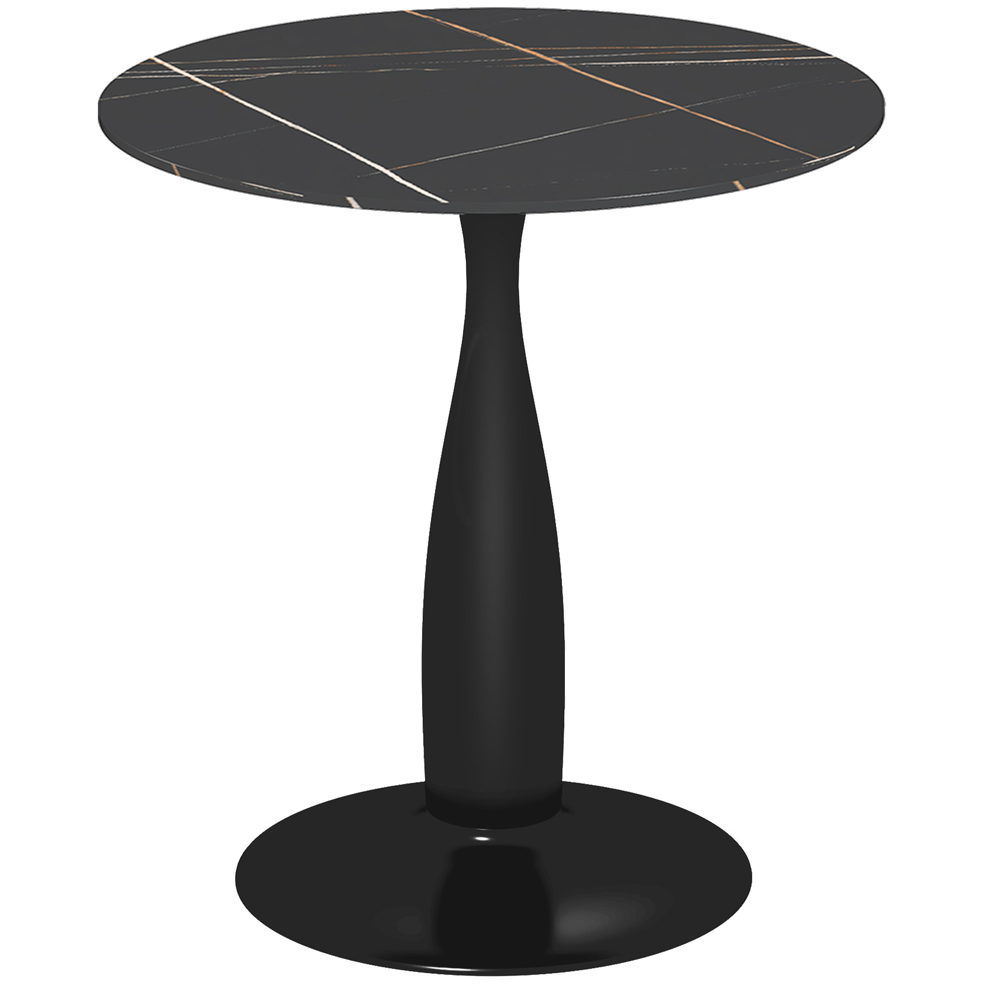 Wrought Studio Dining Table Round Kitchen Table w/ Faux Marbled Top for ...
