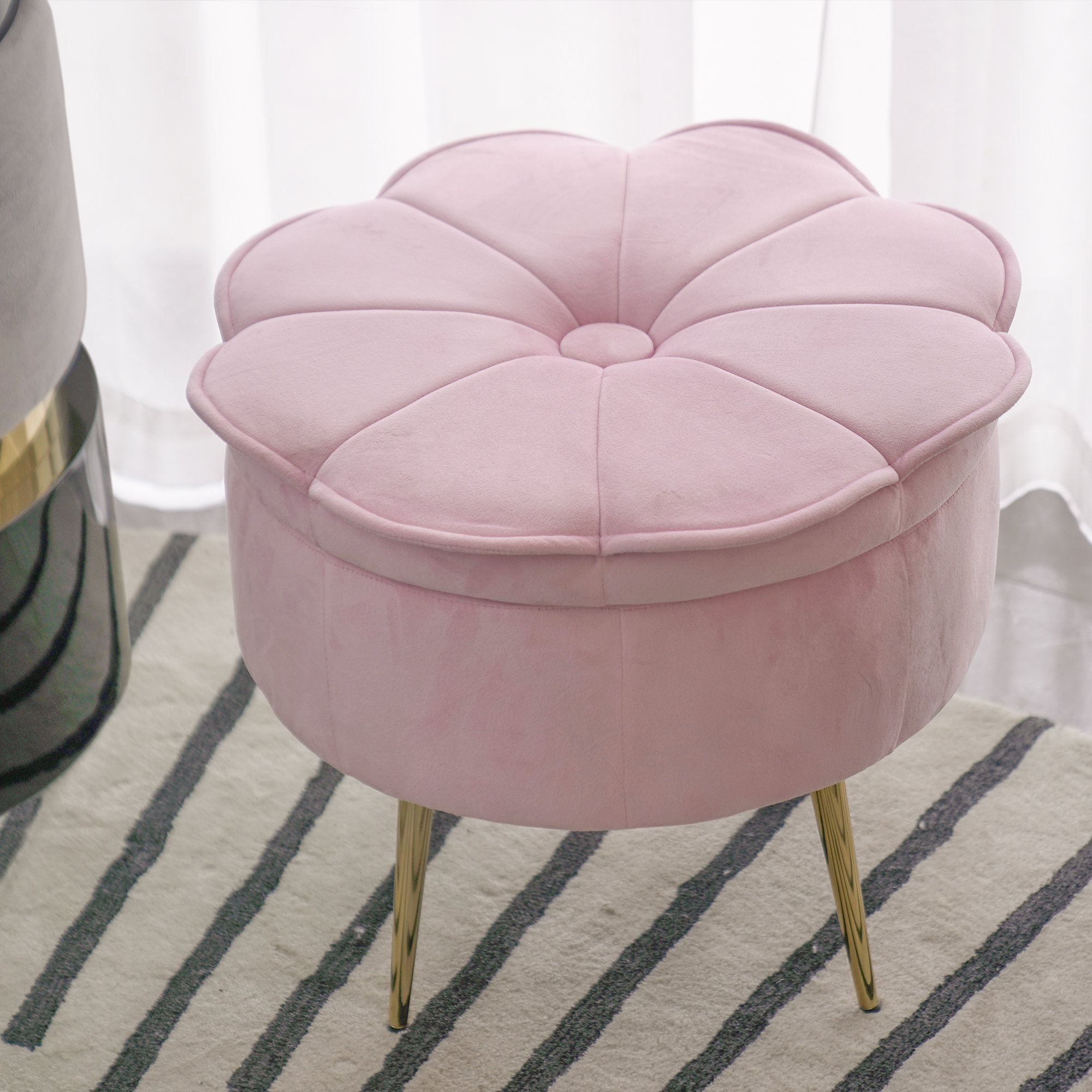 Mercer41 Dia 19.5'' Storage Ottoman Vanity Stool Chairs Pink - Wayfair ...