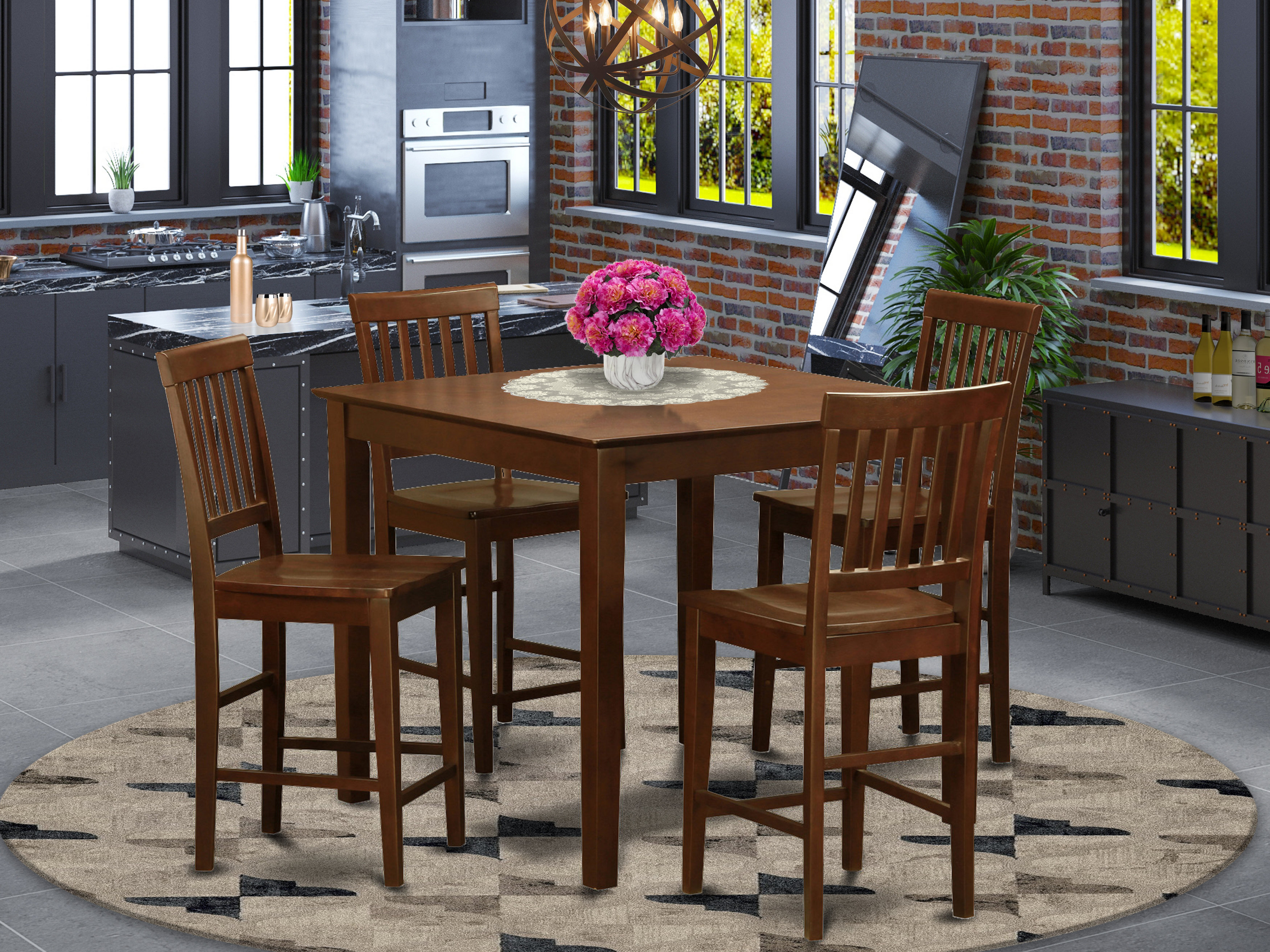 Charlton Home® Sotomayor 5 - Person Counter Height Rubberwood Solid ...