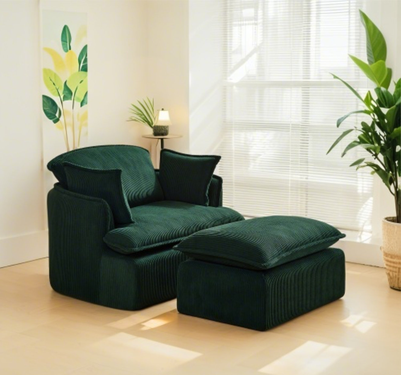 Ebern Designs Convertible Compressed Sofa Chair With Ottoman | Wayfair