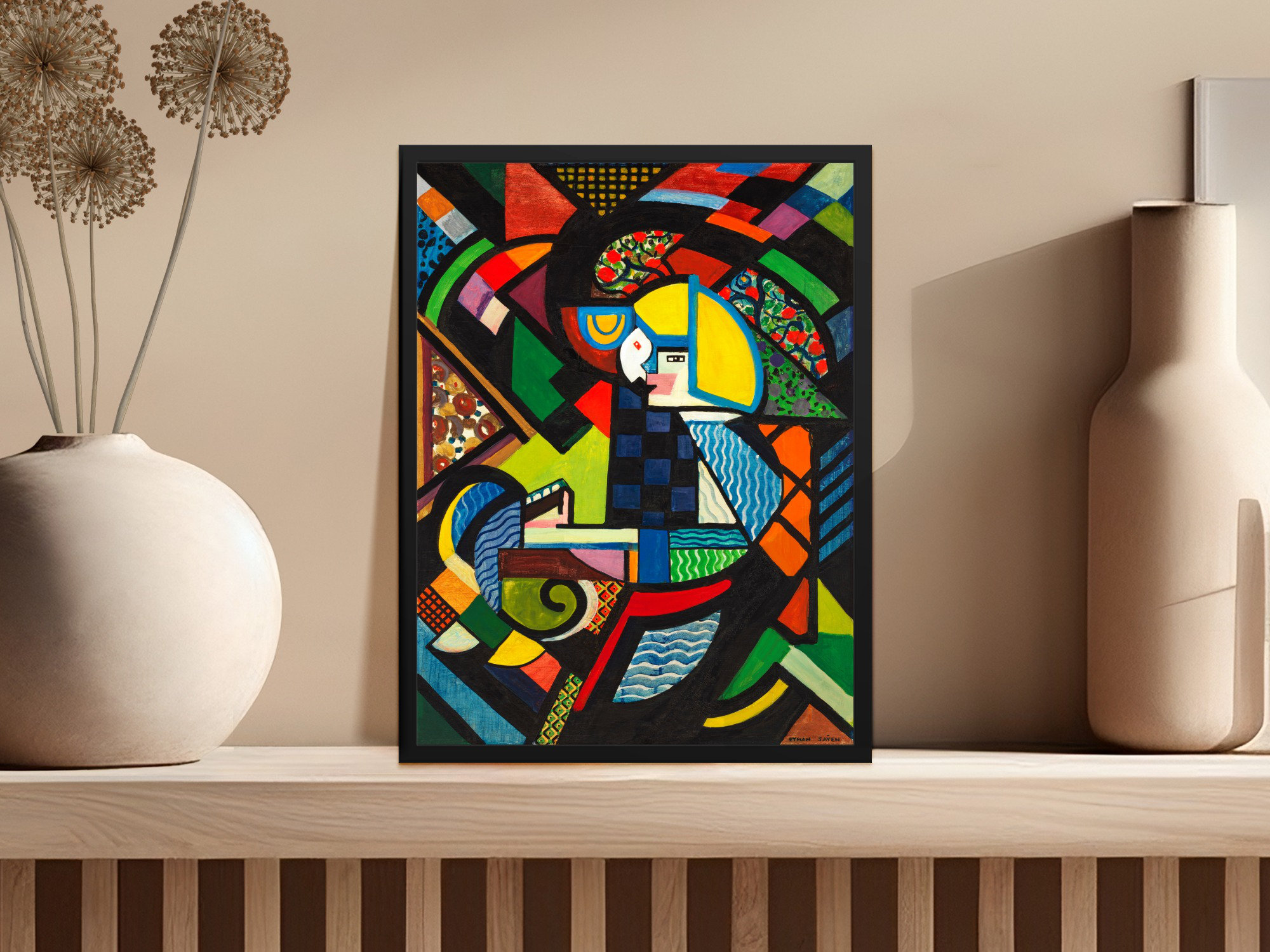 Lark Manor Colorful Abstract Portrait Wall Art Home Decor Framed Poster ...