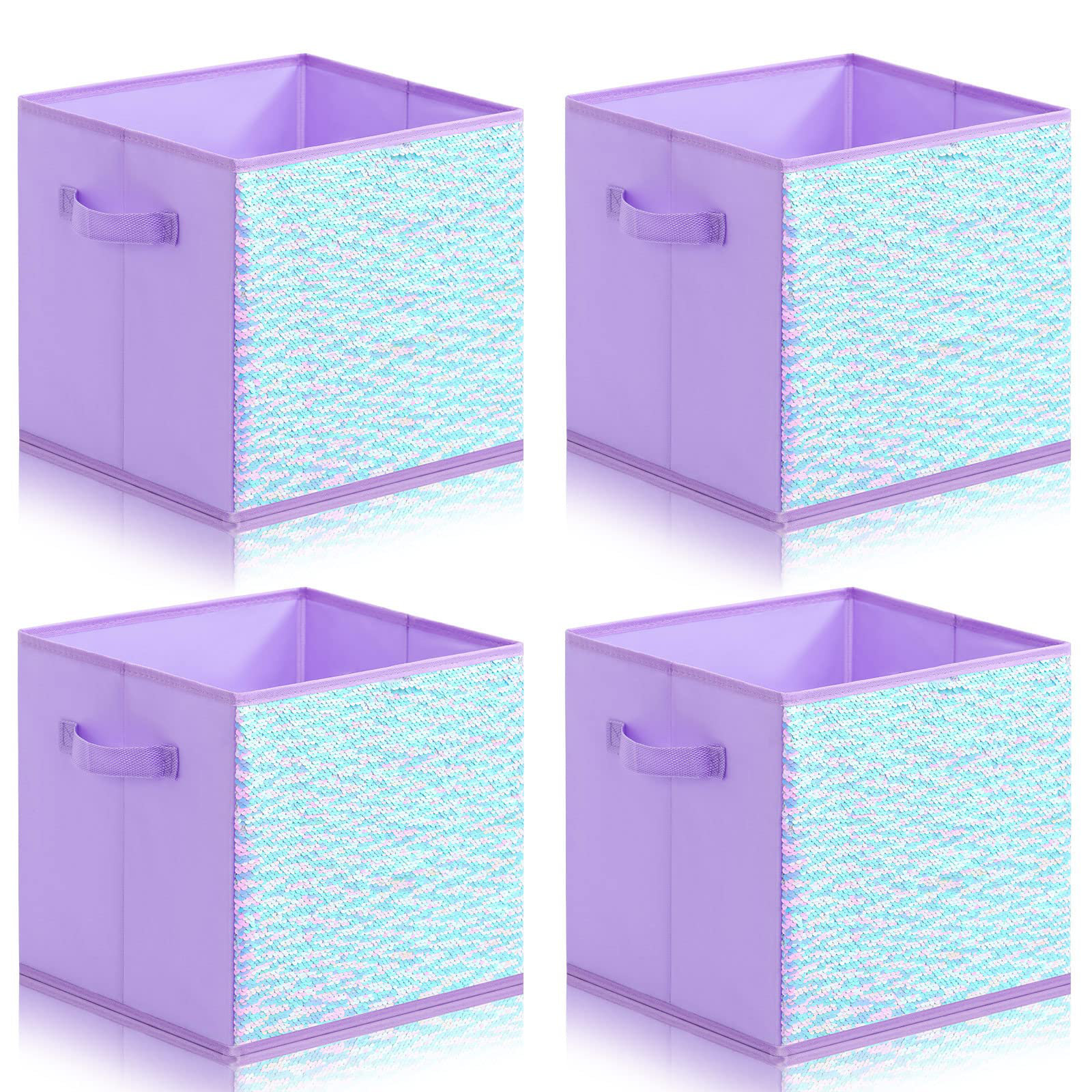 Latitude Run® Foldable Sequin Storage Basket Bin Closet Cubes Kids Toys ...