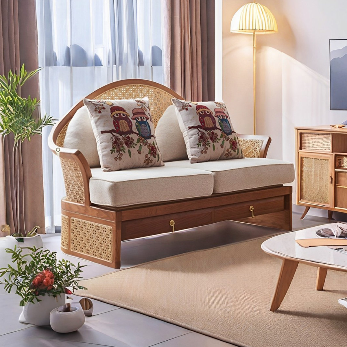 Danbenla design New Chinese solid wood lounge lounge sofa | Wayfair