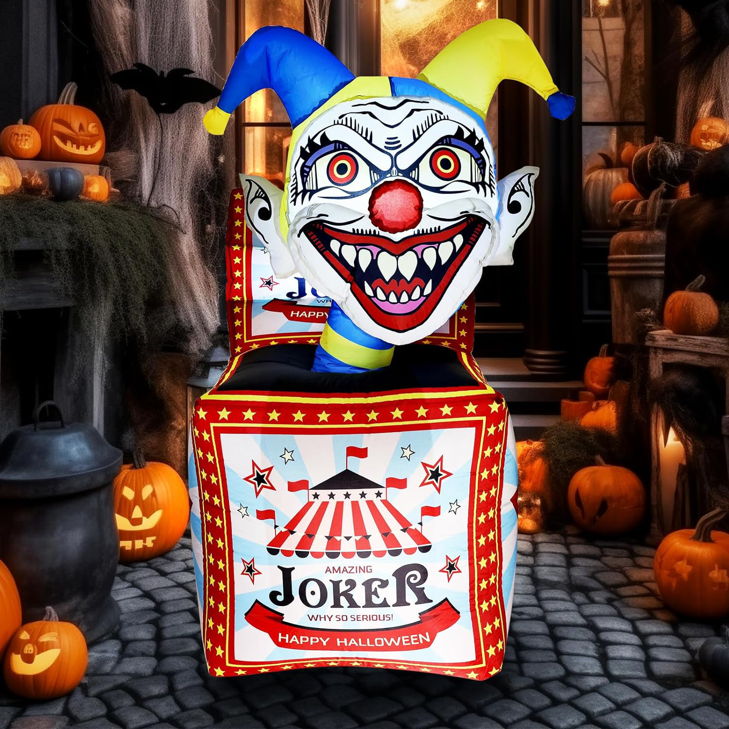 The Holiday Aisle® 5 Ft Halloween Inflatable Circus Clown Box Outdoor ...