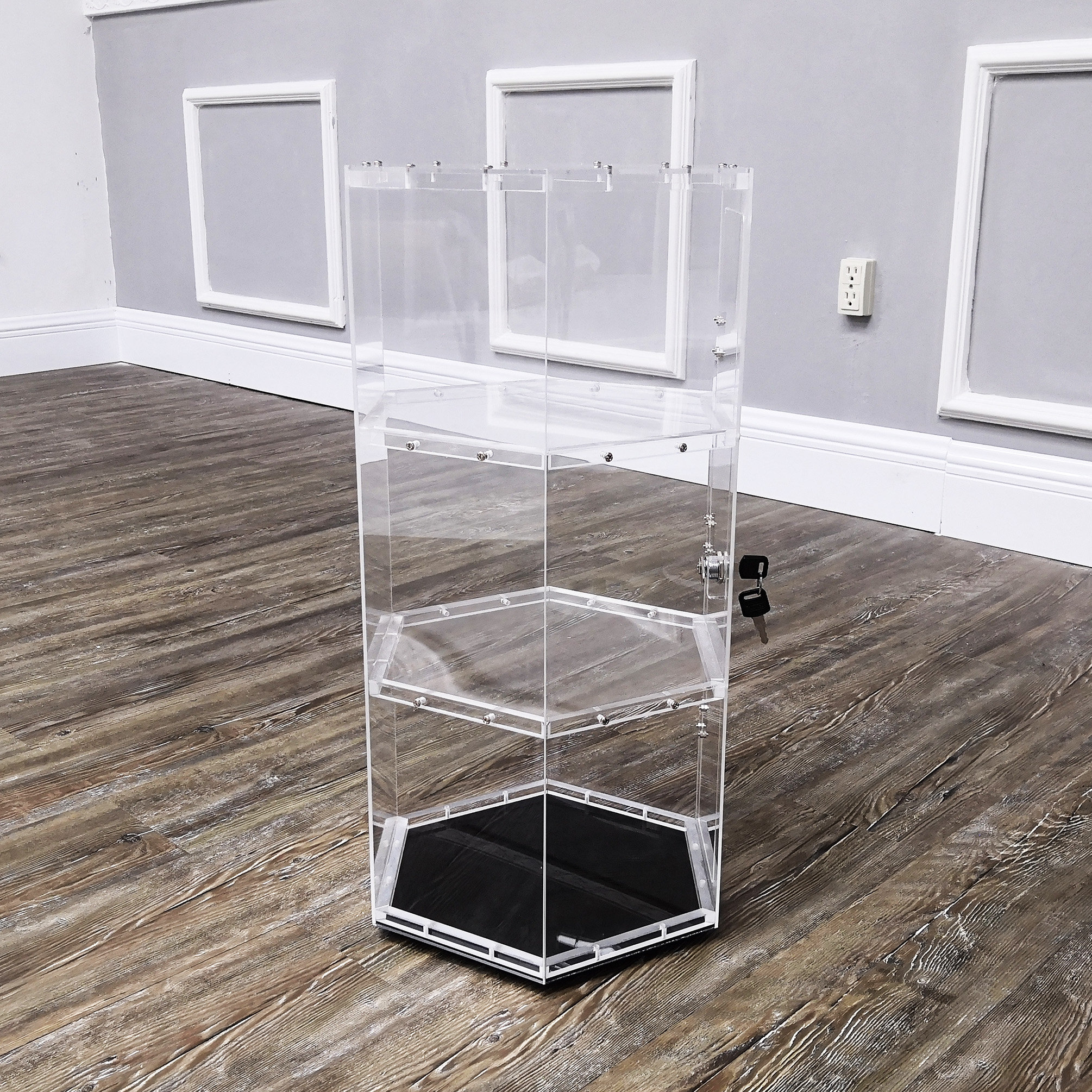 FixtureDisplays Clear Plexiglass Acrylic Spinning Cabinet Display Case ...