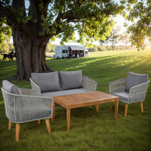 Latitude Run® Rimes 4-Piece Patio Seating Ensemble: Featuring Solid ...