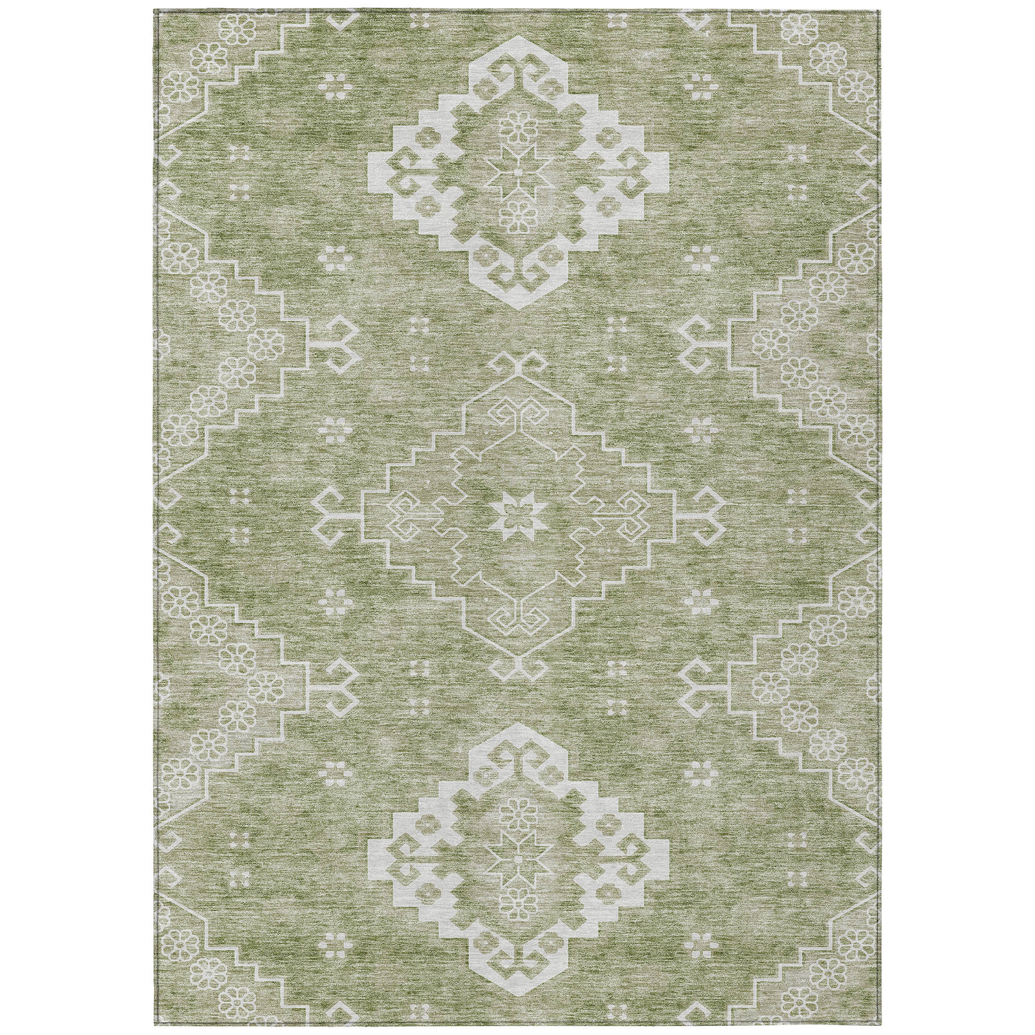HomeRoots 8' X 10' Beige And Ivory Medallion Washable Indoor Outdoor ...